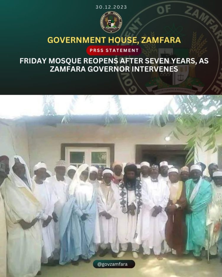 FRIDAY MOSQUE REOPENS AFTER SEVEN YEARS, AS ZAMFARA GOVERNOR INTERVENES ...